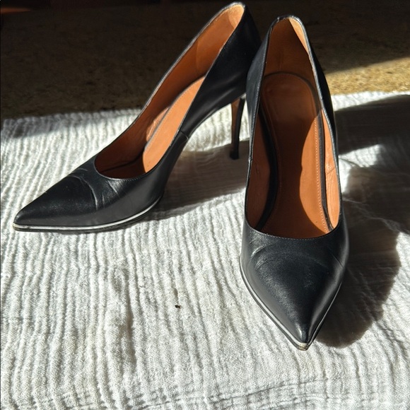 Givenchy | Shoes | Givenchy Black Leather Stiletto Heels Elegant Design ...